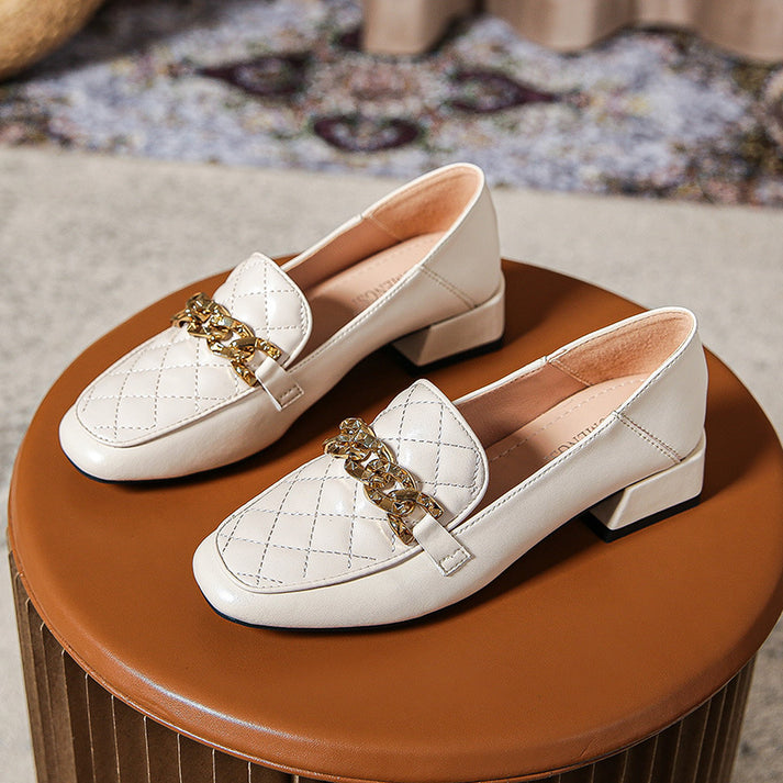 Womens Low Square Heel Flat Sole Pretty Elegant Shoes – 4Colordress