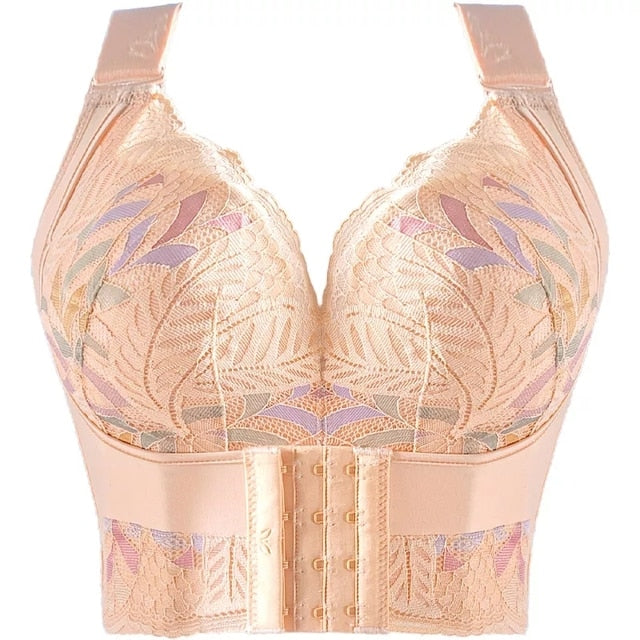 Leaf Embroidered Plus Size Padded Bras – Wire-Free Comfort & Everyday ...